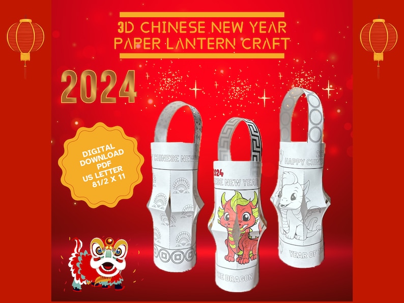 Chinese New Year Lantern Craft, Coloring Page, Lunar New Year, Year of ...