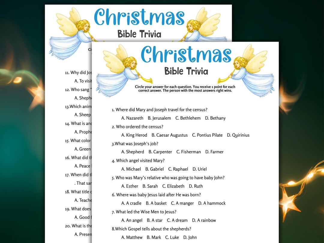 Christmas Bible Trivia Game, Printable Kids Christmas Trivia, Family ...