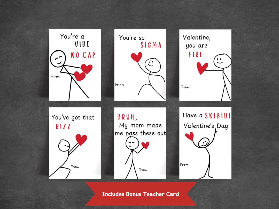 Slang Kids Valentine's Day Cards, Funny Printable Classroom Valentine's ...