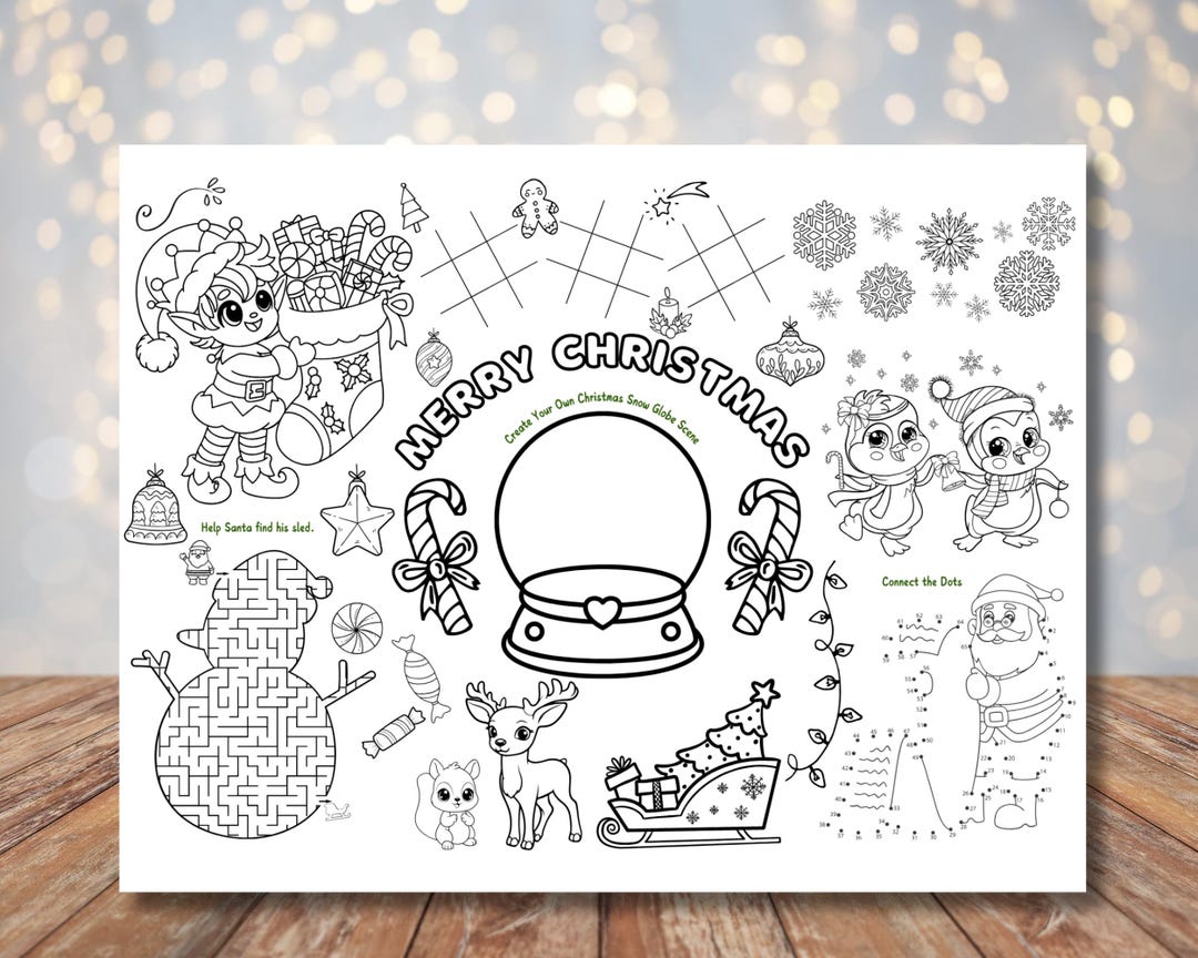 Christmas Activity Placemat, Printable Christmas Placemats, Christmas ...