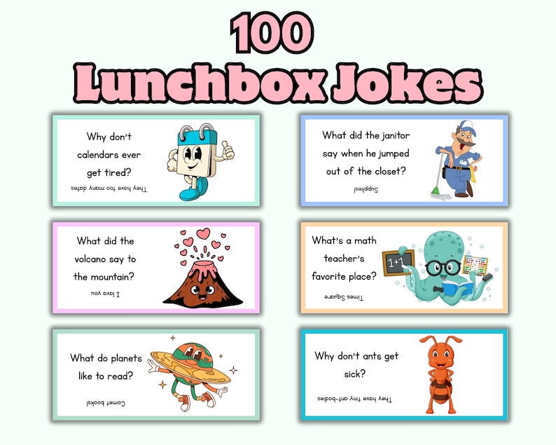 100 Lunch Box Jokes for Kids | Printable Lunchbox Notes | Funny Notes ...