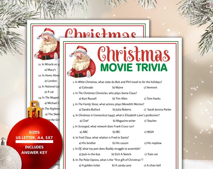 Christmas Movie Trivia Game, Christmas Movie Questions With Answers ...