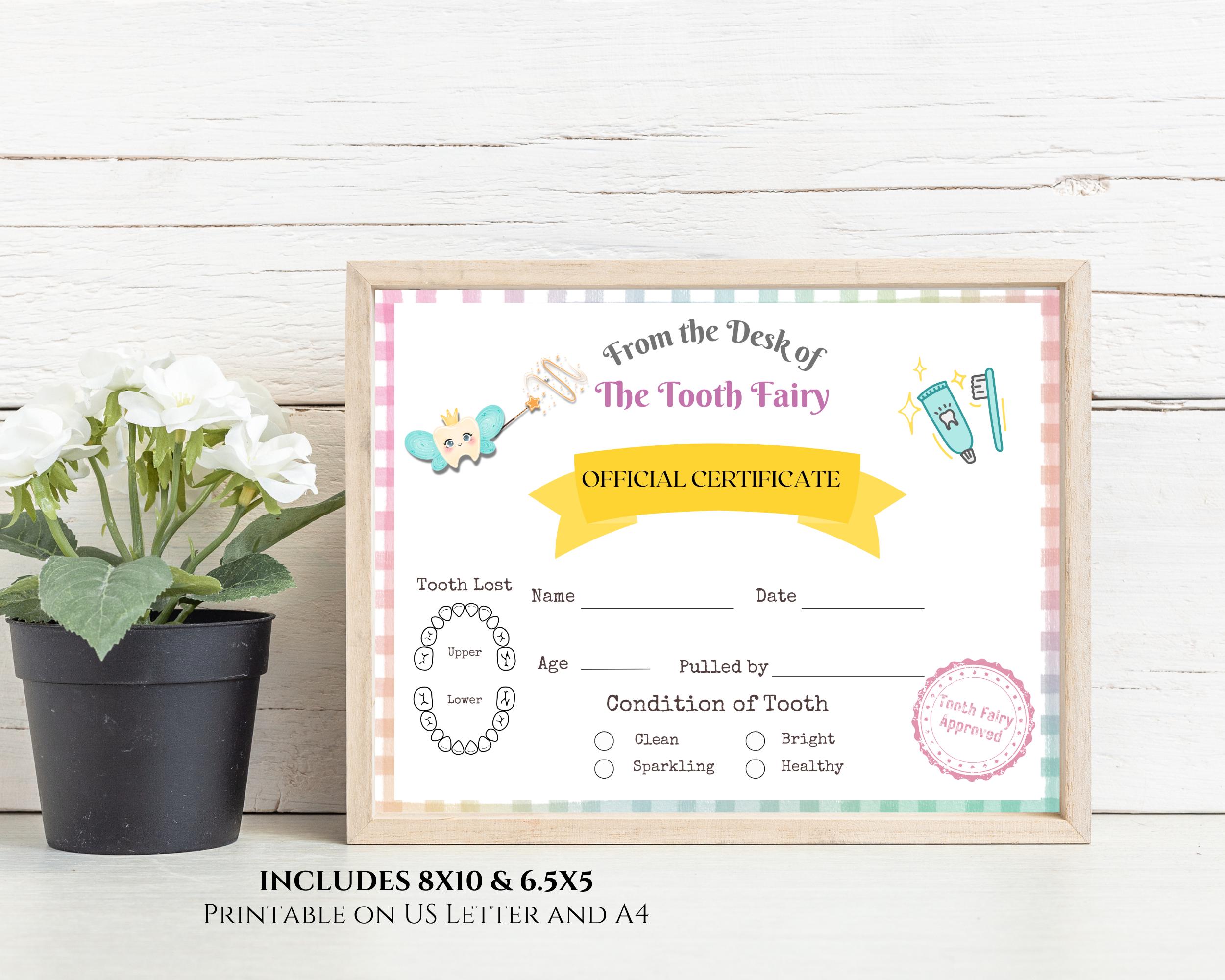 Tooth Fairy Certificate, My First Tooth Certificate, Tooth Fairy Note ...