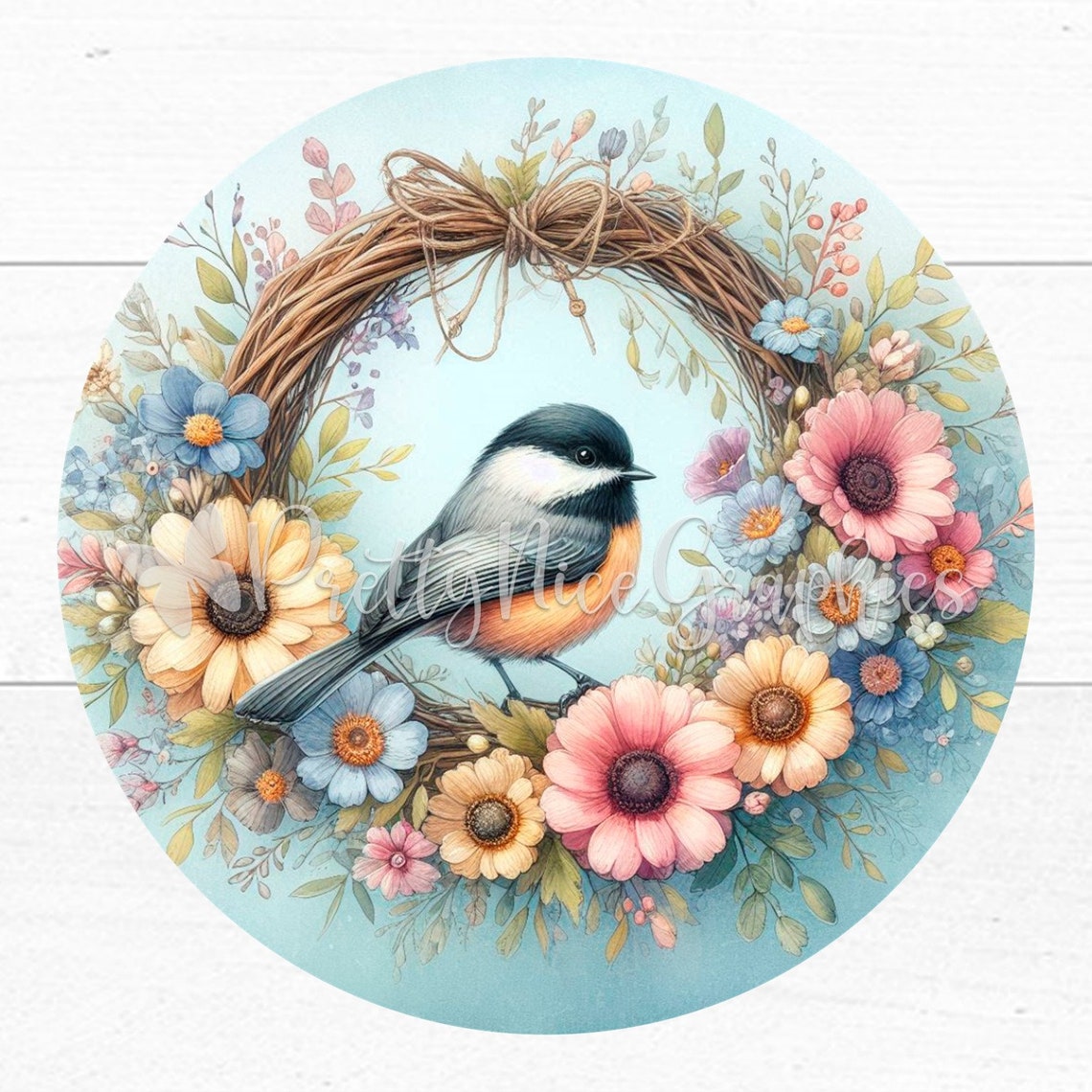 Chickadee Sublimation Design Colorful Wind Spinner Template Garden Wind ...