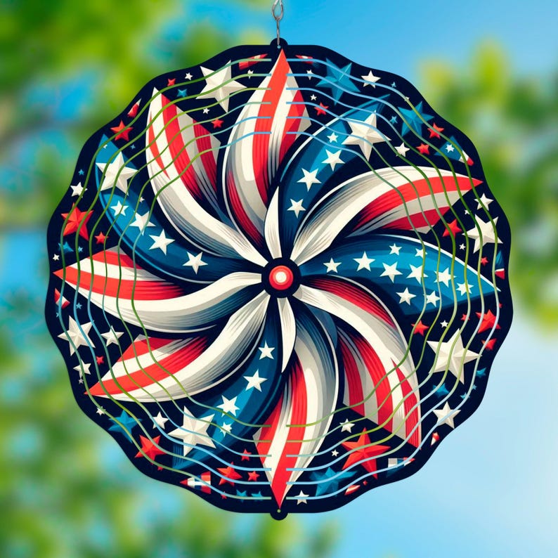 Patriotic Pinwheel Wind Spinner Sublimation Design | Colorful Wind ...