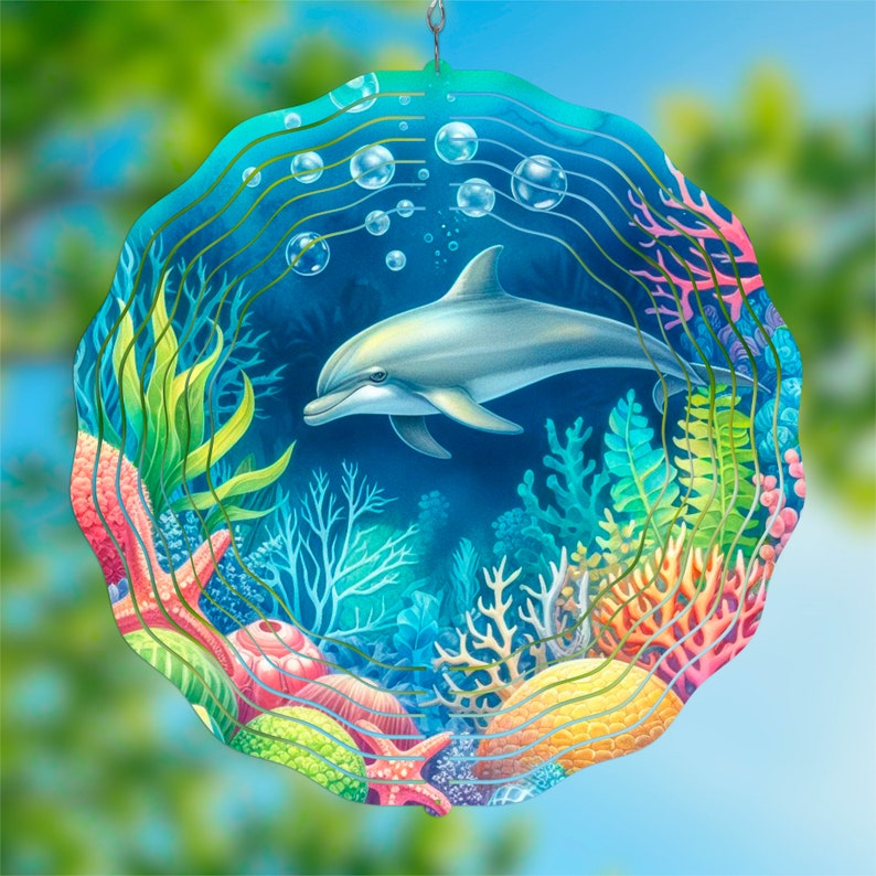 Dolphin Wind Spinner Sublimation Design: Tropical Underwater Scene ...
