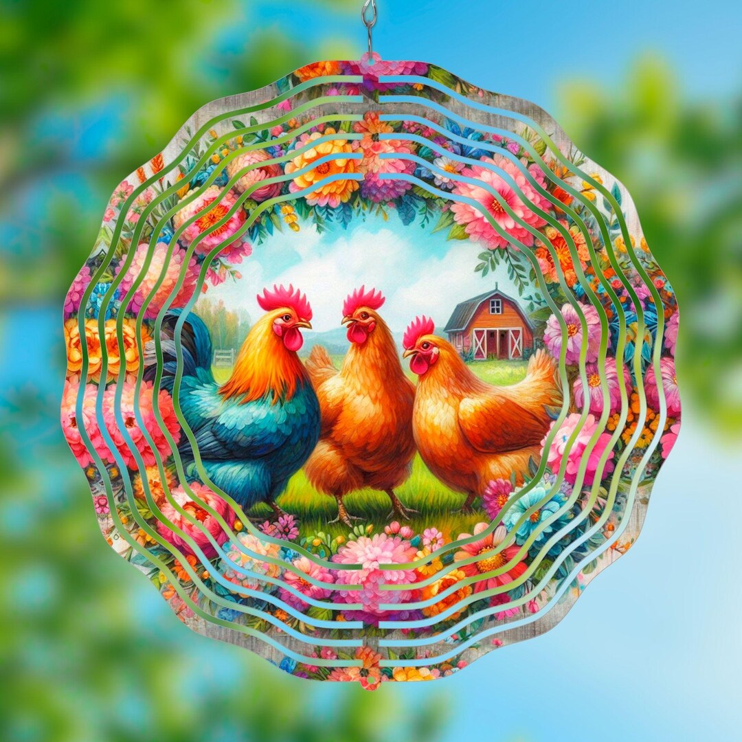 Hen Trio Wind Spinner Sublimation Design: Farmhouse Garden Decor (PNG ...