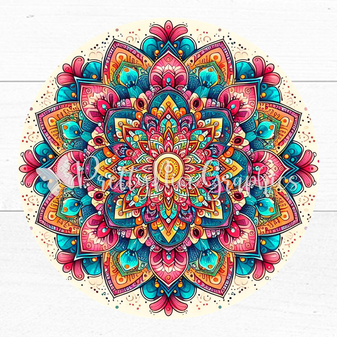 Mandala Wind Spinner Sublimation Design: Colorful Garden Template ...