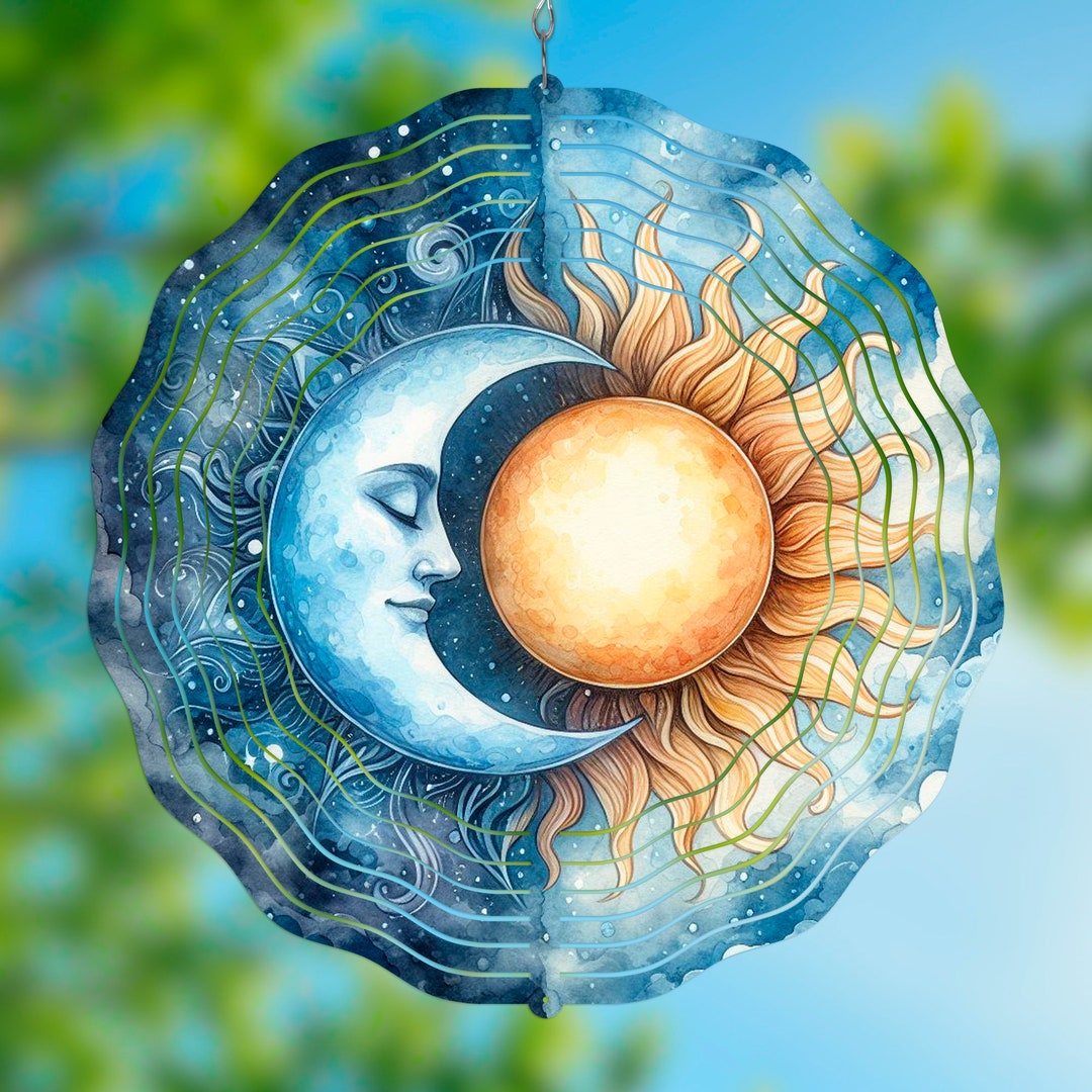 Moon and Sun Face Wind Spinner Sublimation Design (digital Download) - Etsy