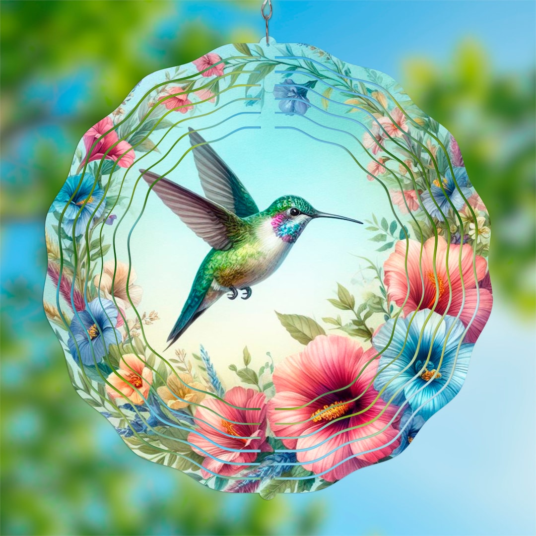 Hummingbird Wind Spinner Sublimation Design | Colorful Wind Spinner ...