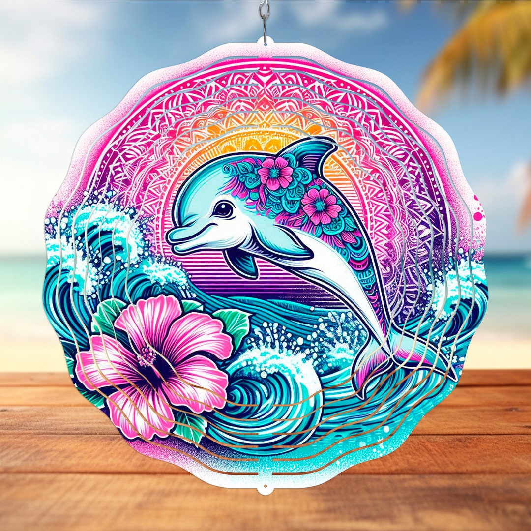 Baby Dolphin Wind Spinner Sublimation Design • Hibiscus Beach PNG ...