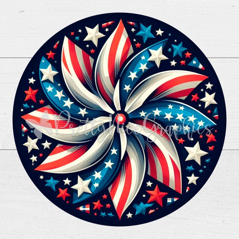 Patriotic Pinwheel Wind Spinner | 10.5" Stars & Stripes Sublimation PNG ...
