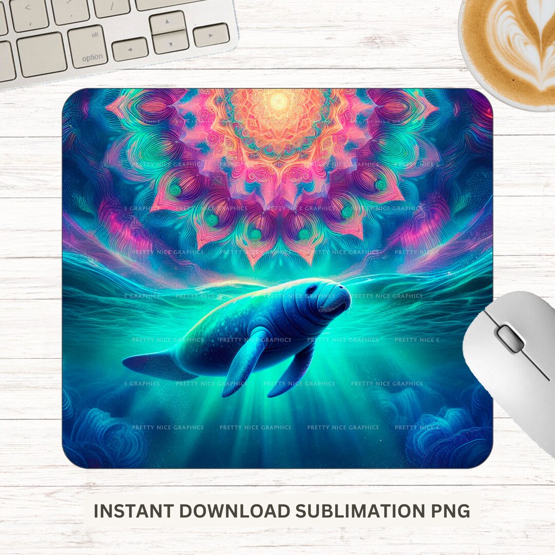 Manatee Mousepad PNG | Sea Life Sublimation Design | Underwater Mouse Pad Art - Etsy