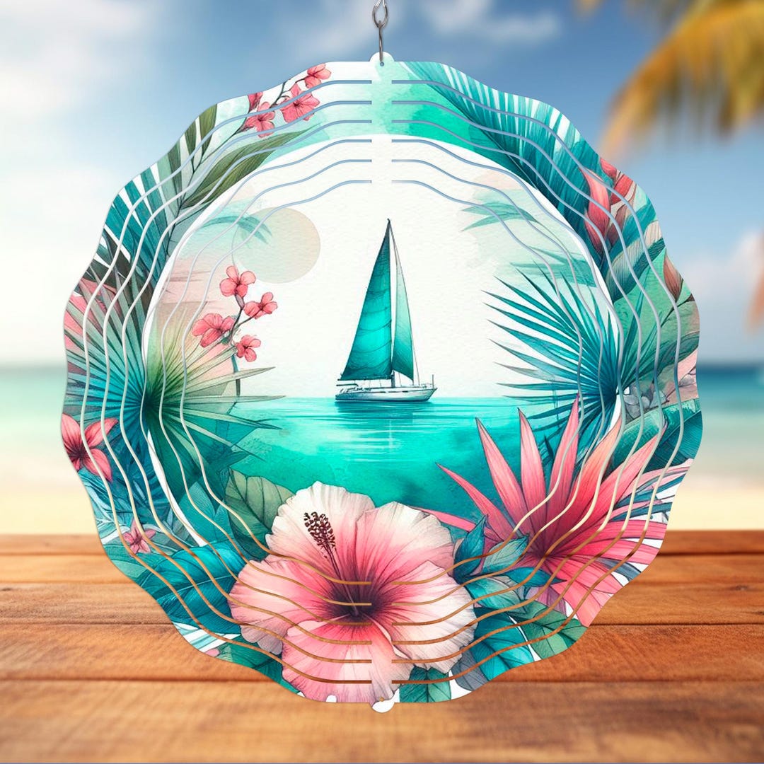 Sailboat Sublimation Design | Colorful Wind Spinner Template | Garden ...