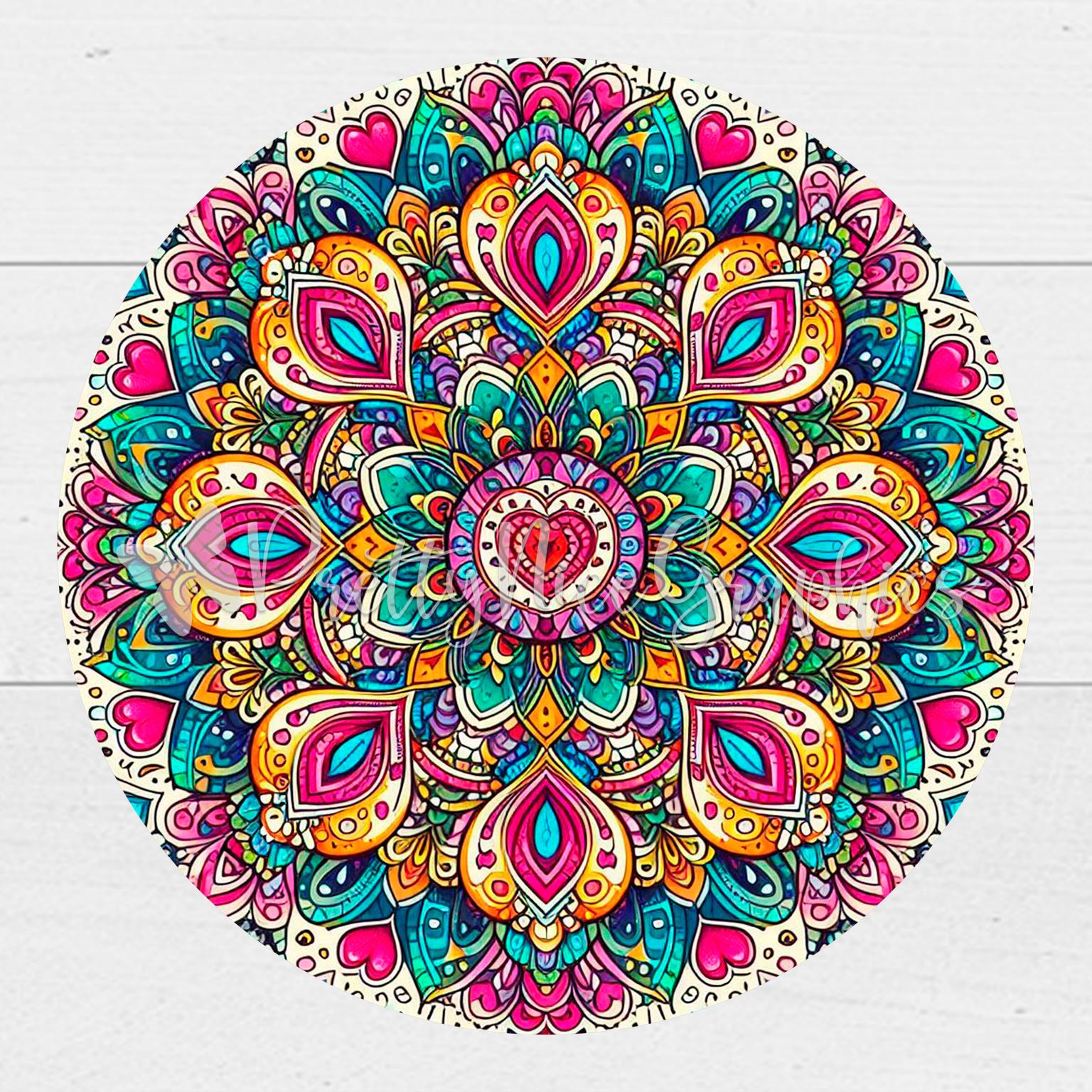 Vibrant Mandala Sublimation Design for Wind Spinner Intricate and ...