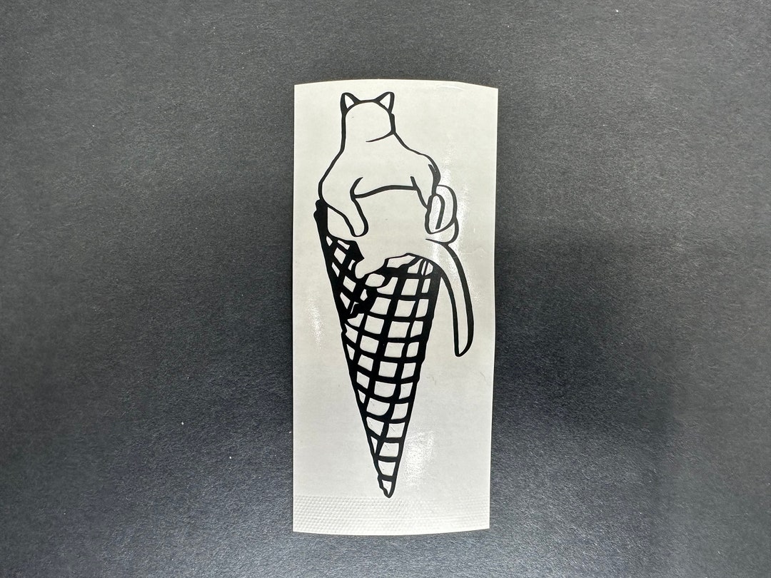 Chungus Cone Waffle Cat Sticker Vinyl Sticker Custom Color Sticker Wall ...