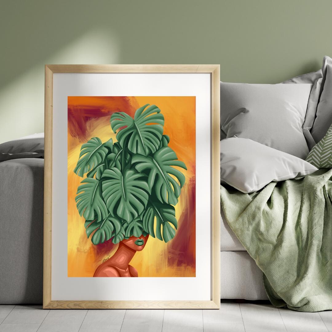 Monstera Plant Lady Print: Botanical Wall Art (digital Download - Etsy
