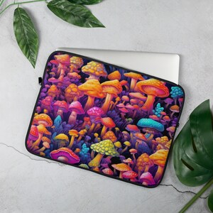 Psychedelic Laptop Sleeve, LSD Shrooms Design, Water Resistant Computer Case, Oil Heat Proof, 13 ...
