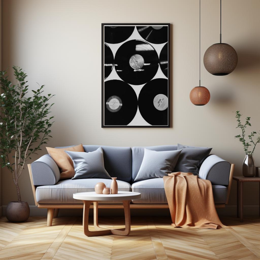 Monochrome Vinyl Record Photography Art Print - Etsy