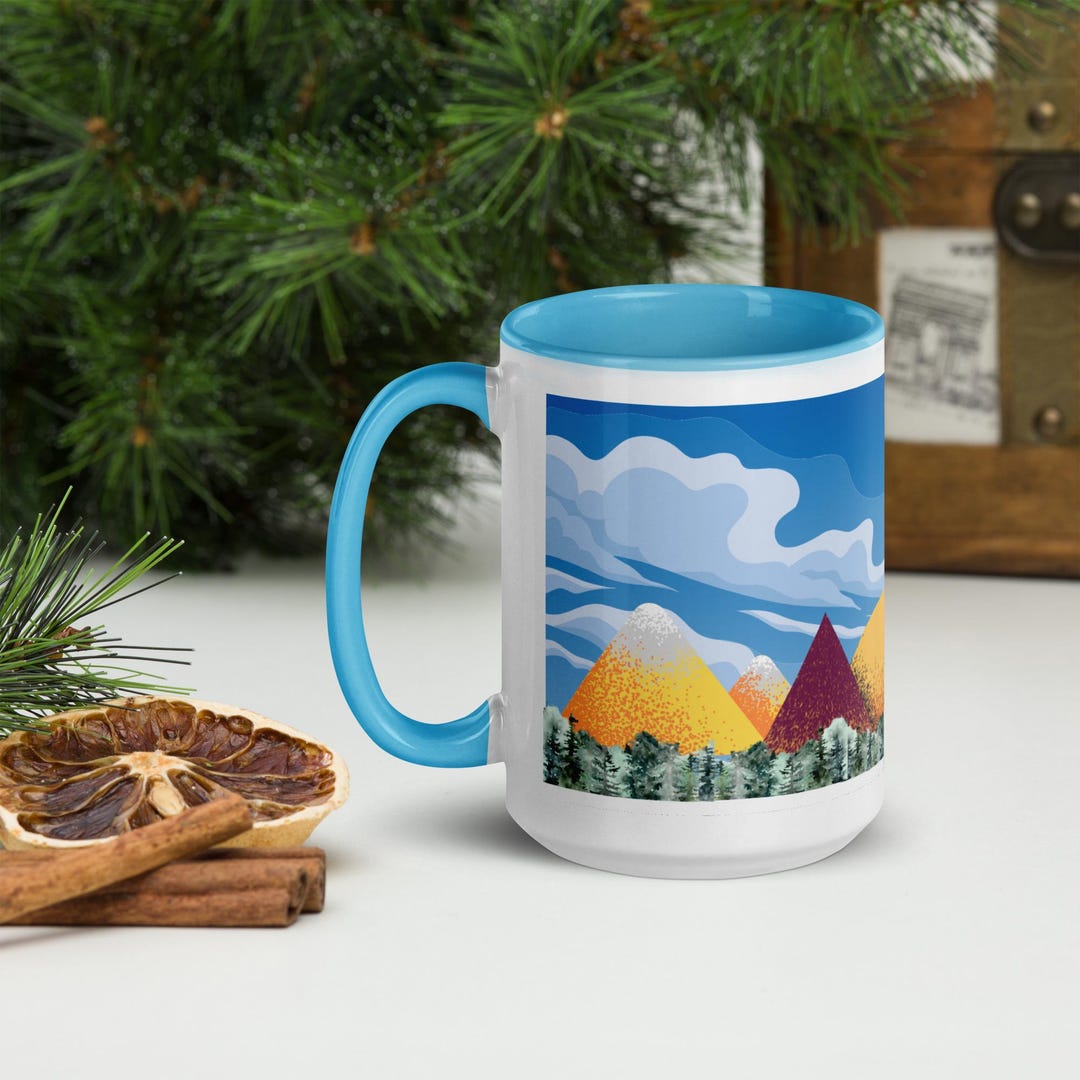 Scenic Mountain Mug on Dual Color Glossy Mug Mountainous Mug Scene ...