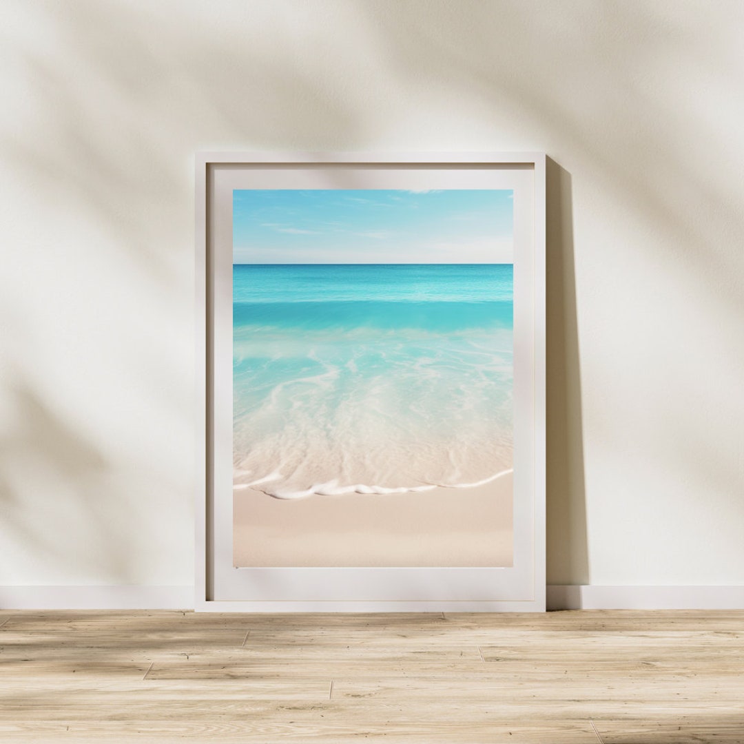 Ocean Sand Beach Wave Poster Framed Wall Art - Etsy