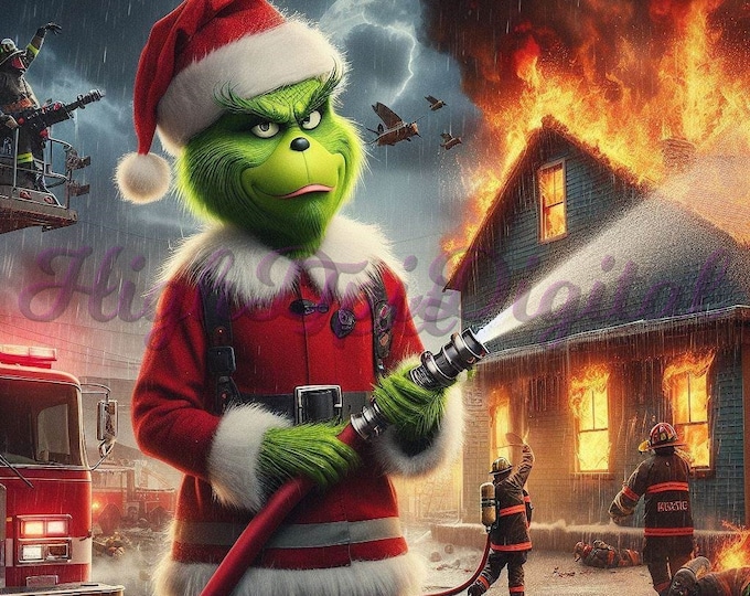 Young Grinch With Fire Engine - Etsy Canada