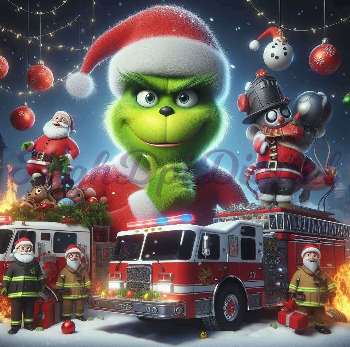 Young Grinch With Fire Engine - Etsy