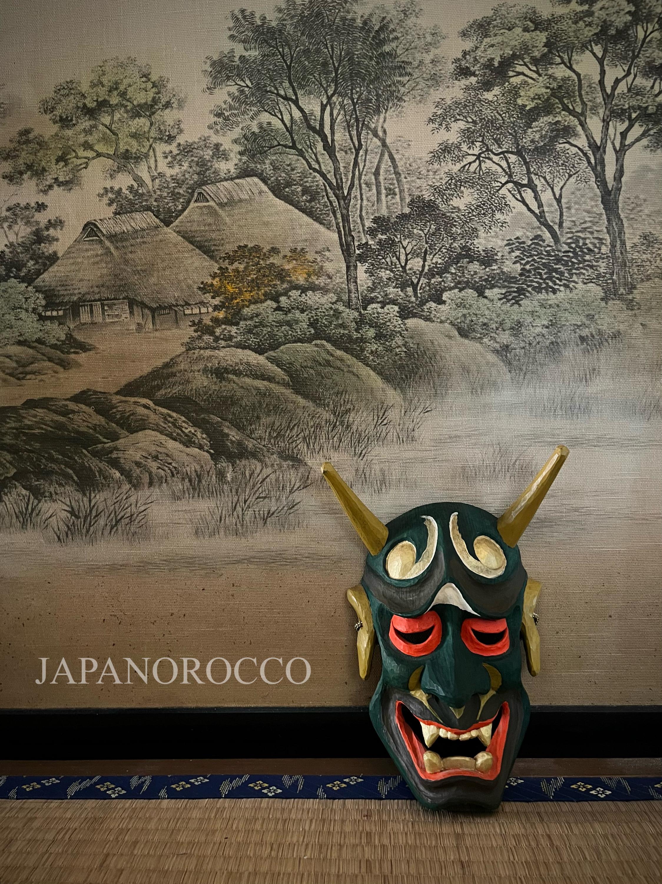 Japanese Oni Vintage Mask/wood Carving/hand Painted/handicrafts Hannya ...