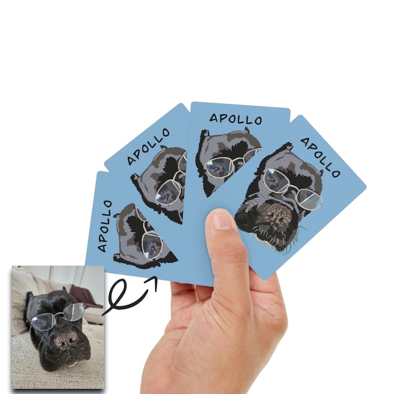 Custom Pet Playing Cards, Poker Game Night, Hand Drawn, Cat Lover Gift ...