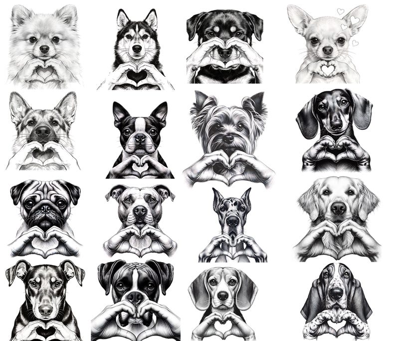 Valentine’s Day Dog Breeds Clip Art Bundle 16 PNG Images - Etsy
