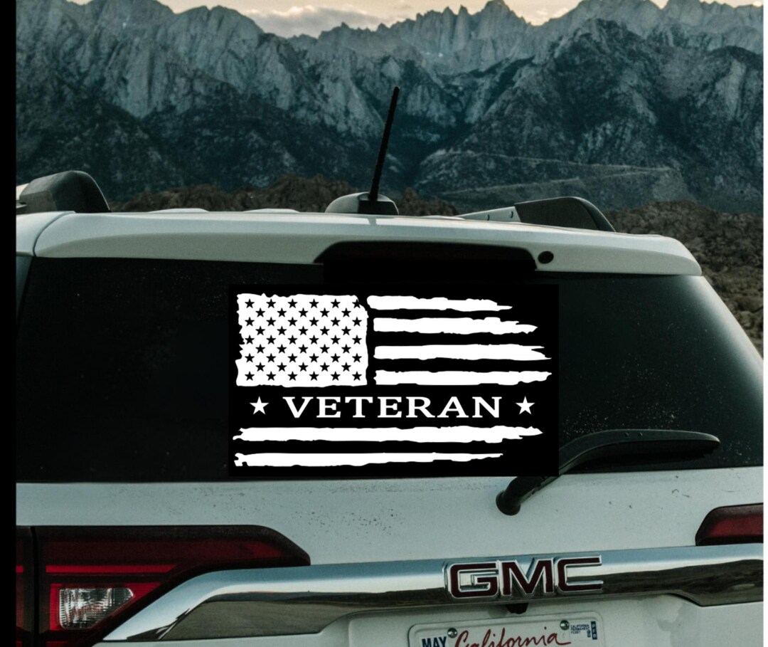 US Flag Veteran Car Decal. Custom Size - Etsy