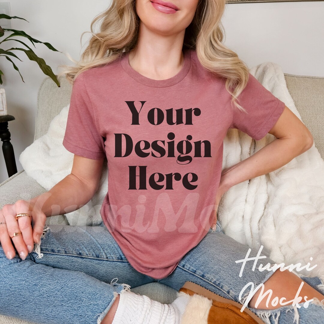 Bella Canvas 3001 Heather Mauve Mockup Heather Mauve Mockup Real Model ...