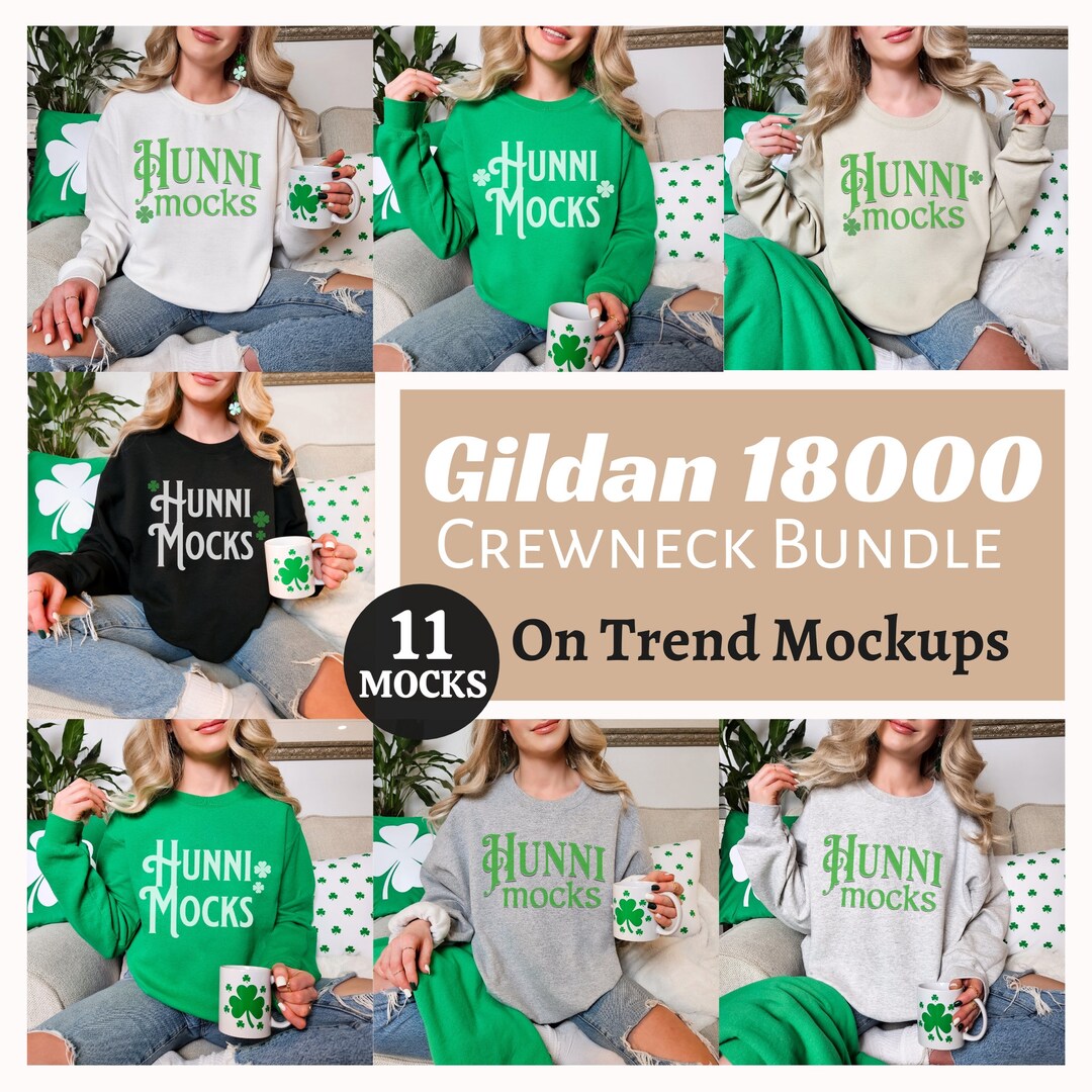 Gildan 18000 Mockup Bundle, St Patricks Day Mockup, St Pattys Mockup ...