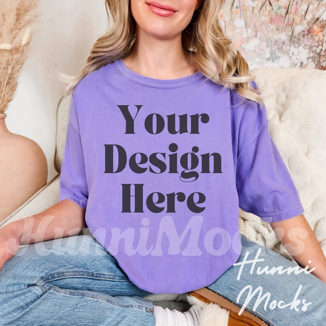 Comfort Colors C1717 Violet Shirt Mockup, Purple Tshirt Mockup, Real ...