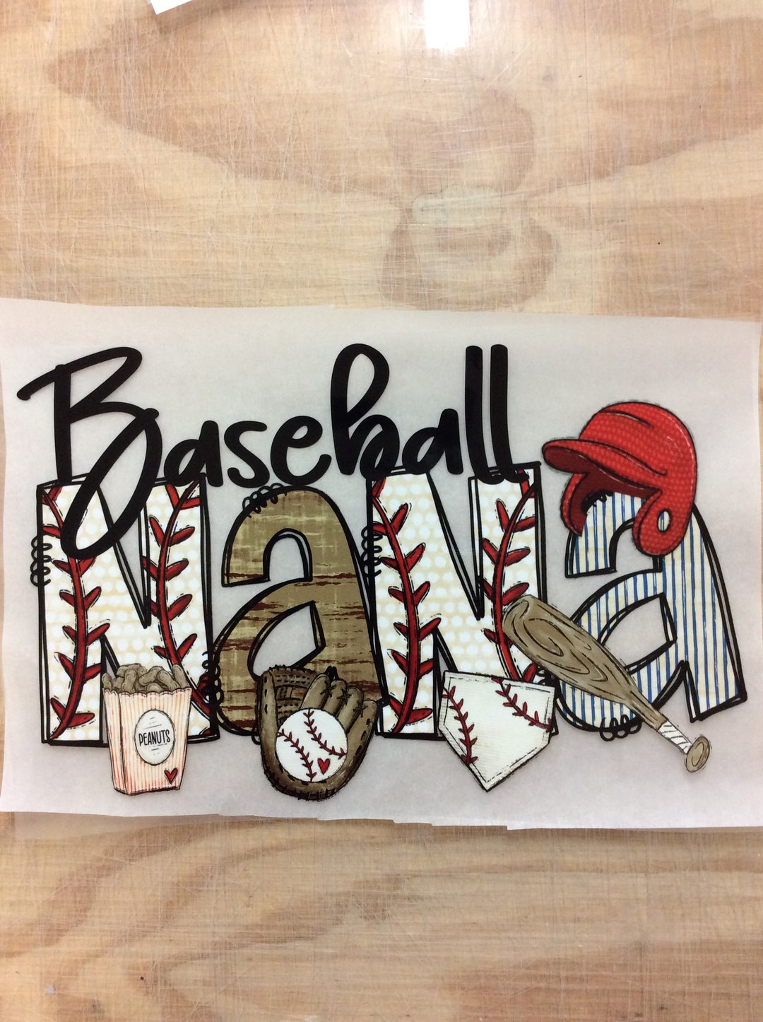 DTF Direct to Film Baseball NANA Bats Helmets Peanuts Popcorn Baseball ...