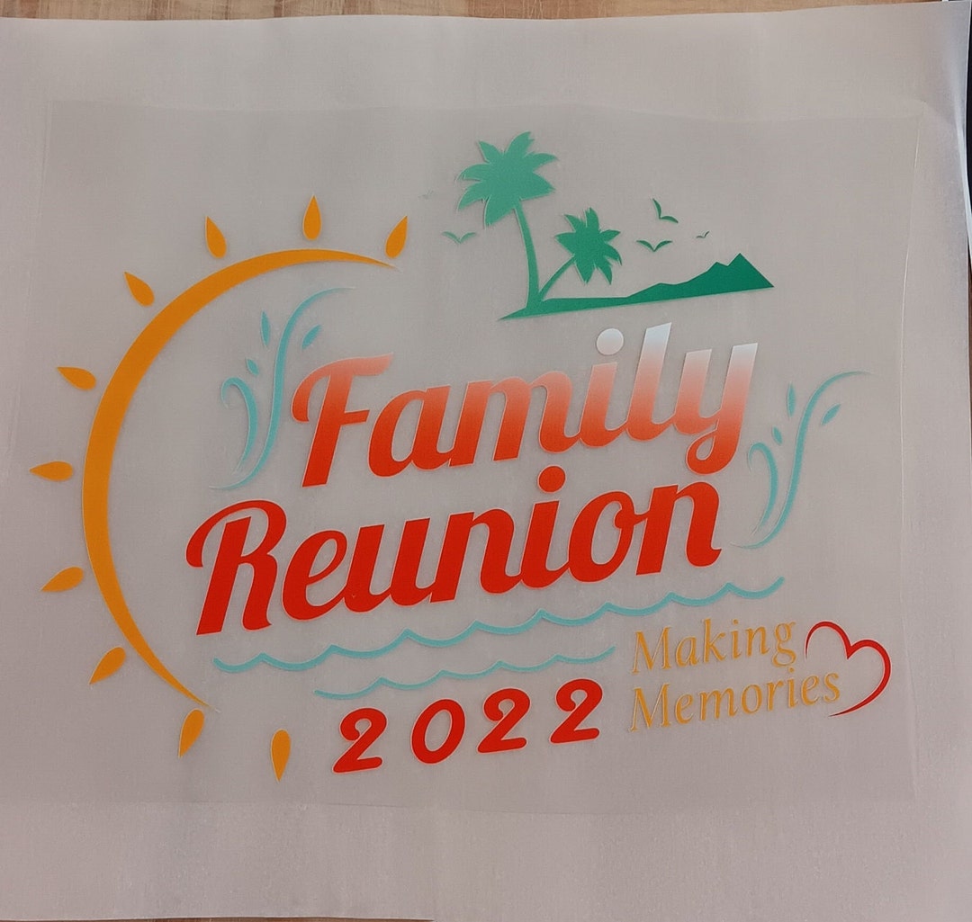 Custom Family Reunion Sun Palm Tree Colorful Lettering DTF Custom Year ...