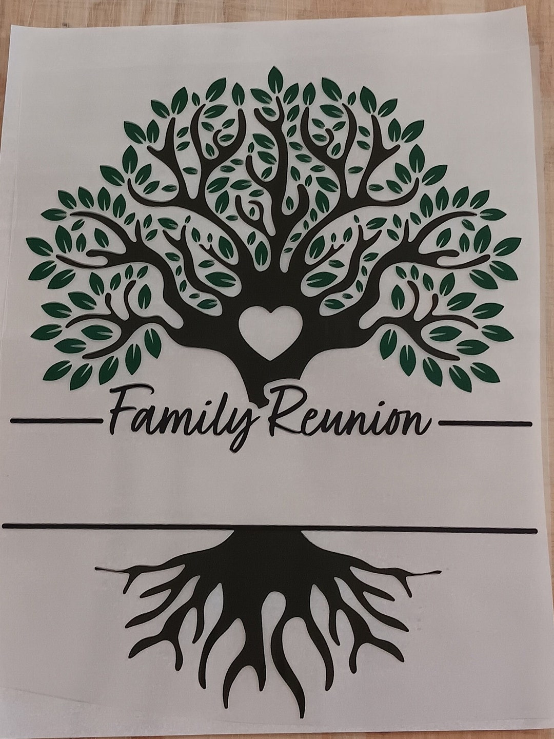 Custom Family Reunion Heart Green Leaves Tree Colorful Lettering ...