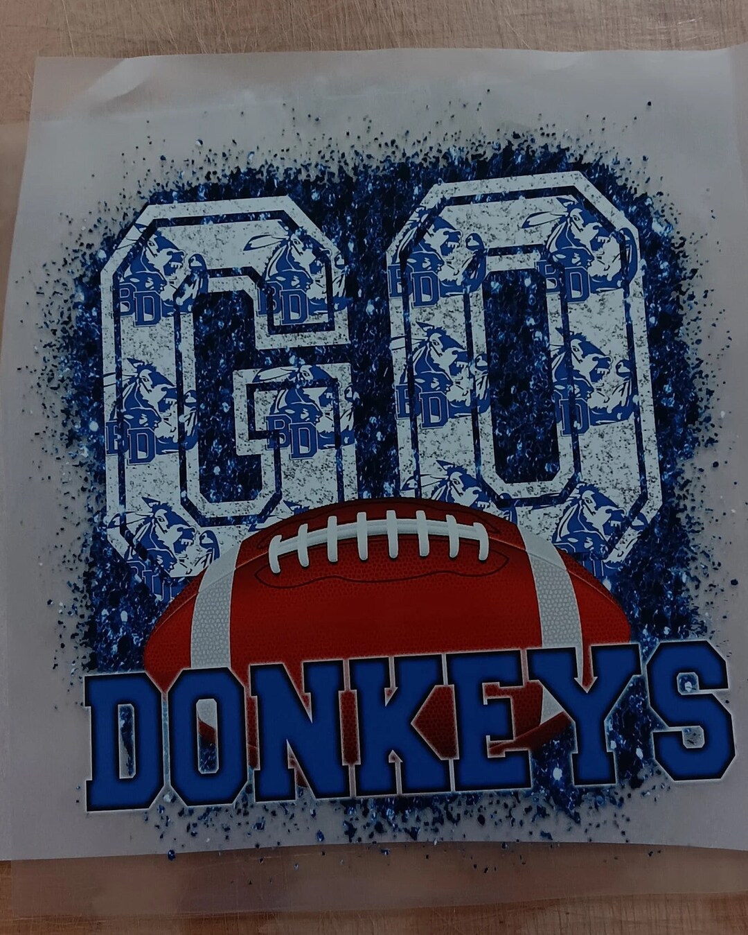 DTF Direct to Film Go Donkeys Blue and White Sports Football Baseball ...