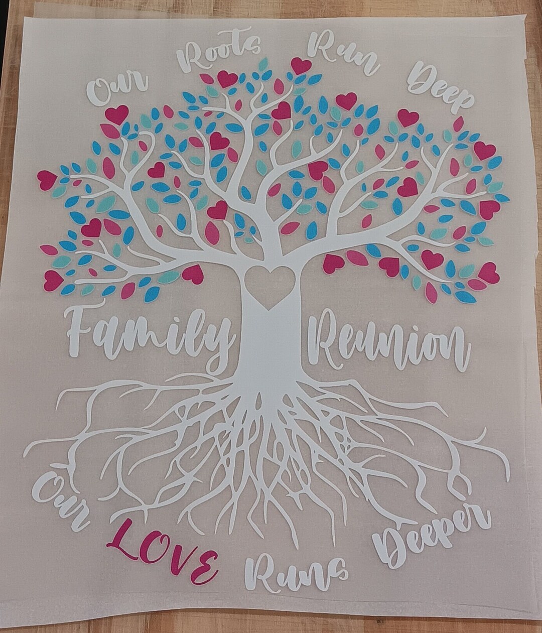 Custom Family Reunion Heart Tree Colorful Lettering Roots Run Deep ...