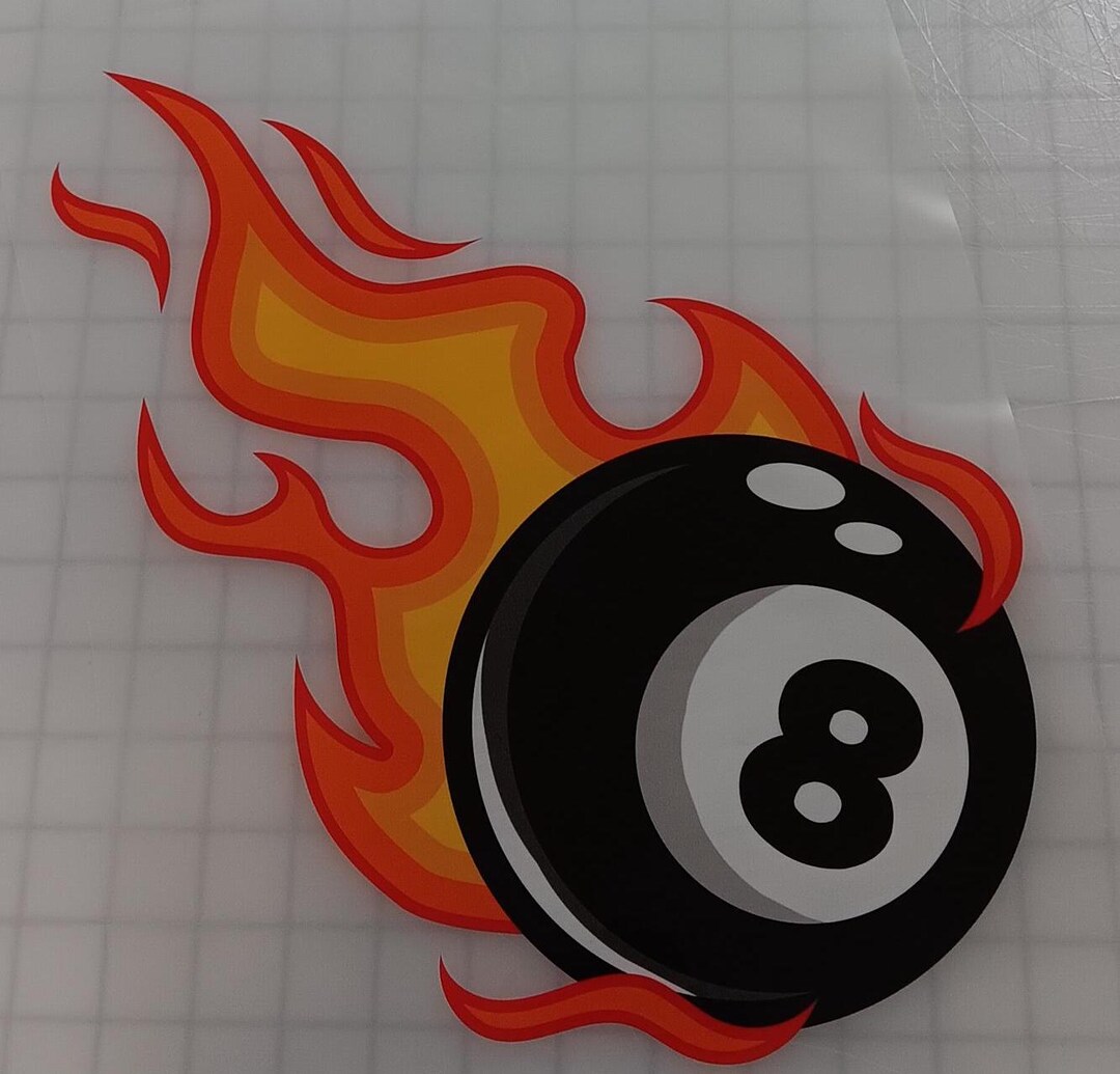 1 - DTF Full Color Flaming 8 Eight Ball Fast Pool Table Rack Em Ready ...