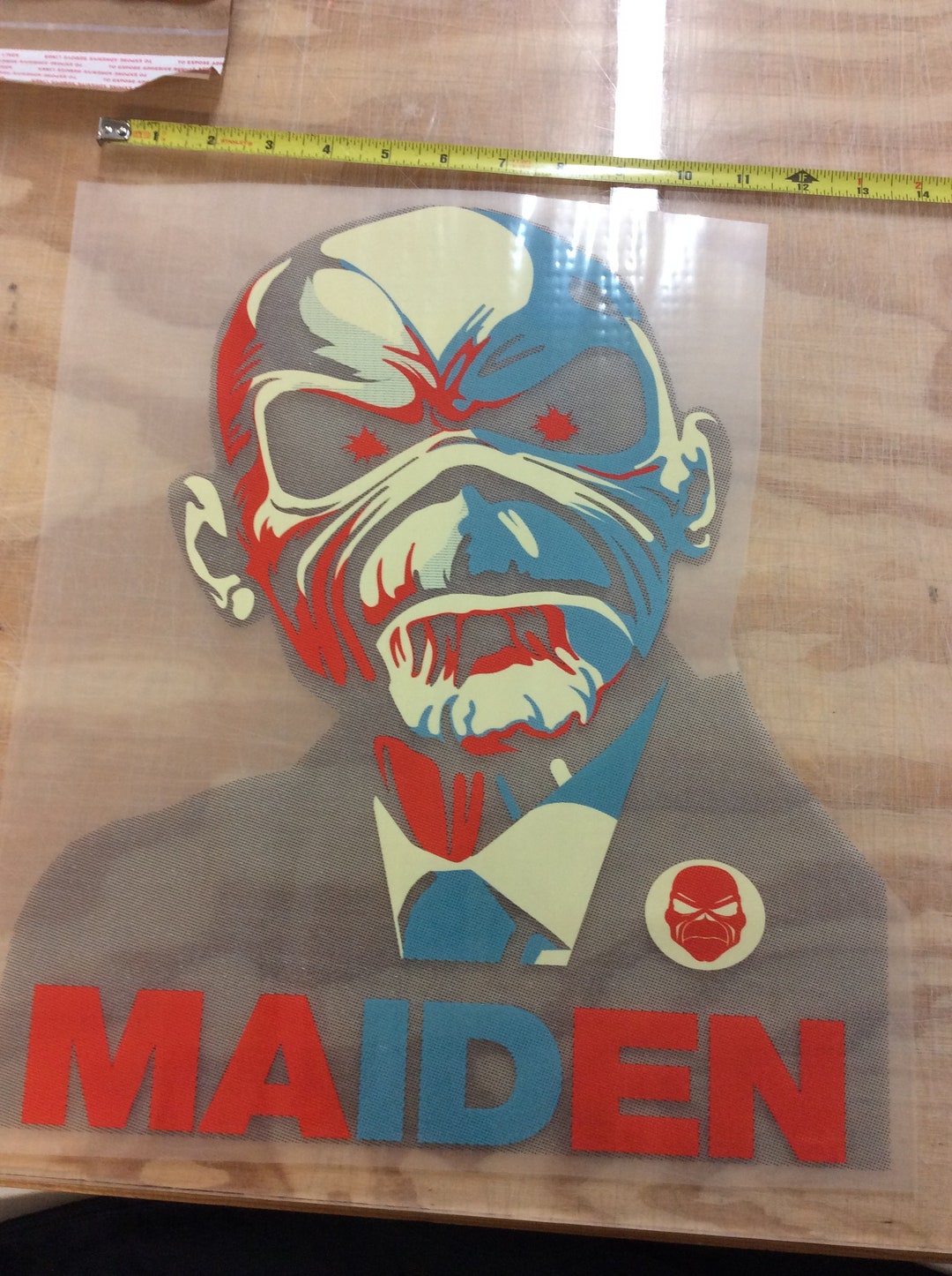 1 - DTF Halftone Iron Maiden Eddie Red White Blue Big/tall Rock Band ...