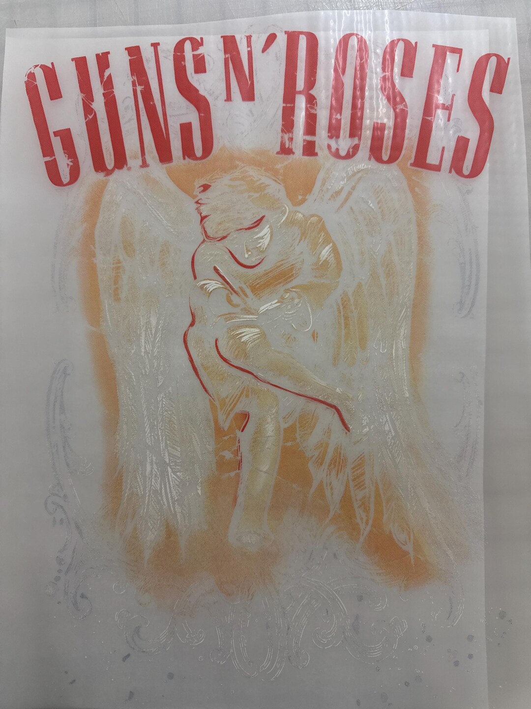 DTF Direct to Film Roses Angel Wings Halftone Rock Band Ready to Heat ...