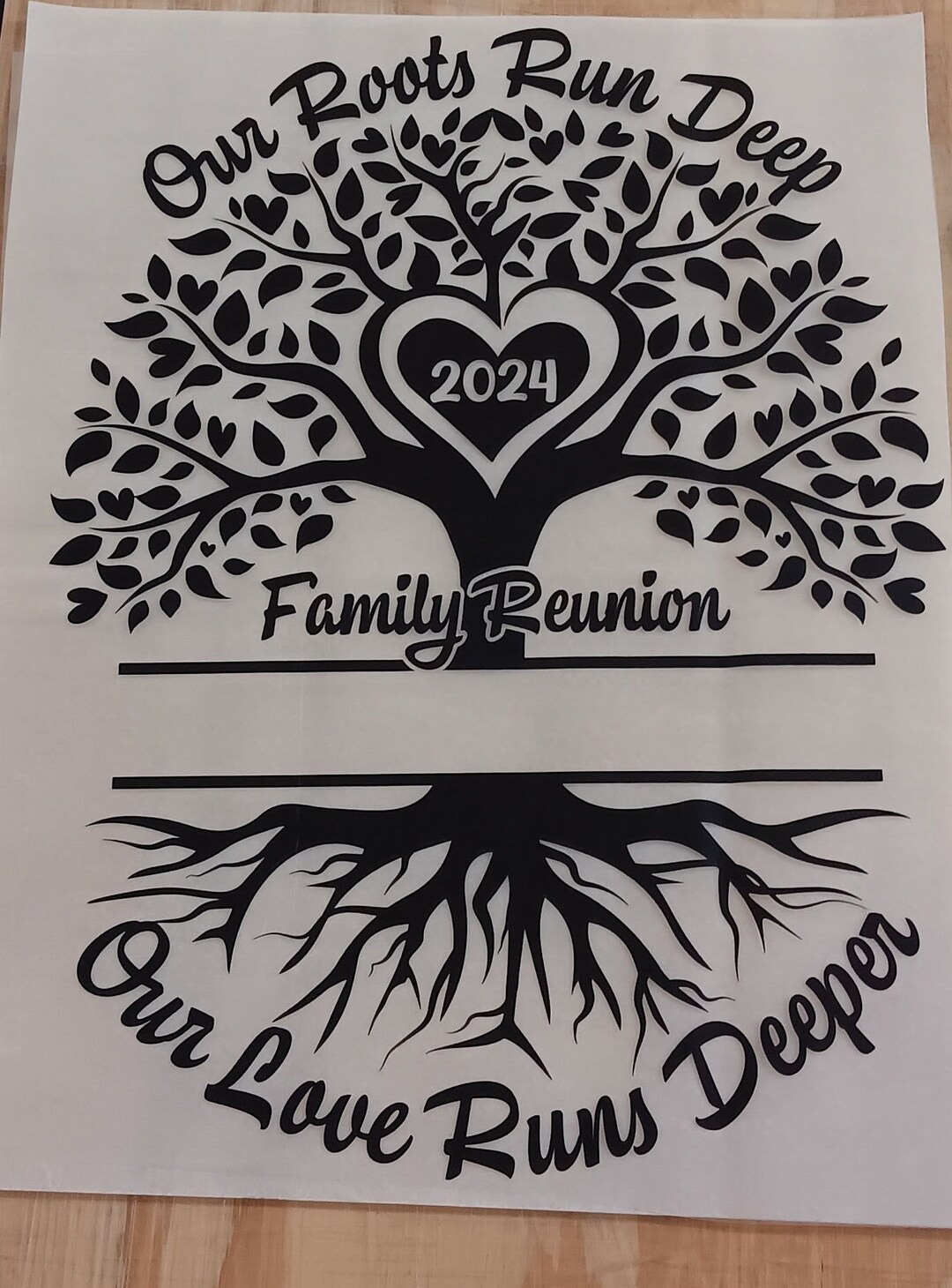 Custom 2025 Family Reunion Heart Tree Black Lettering Roots Run Deep ...
