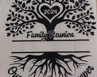 Custom 2024 Family Reunion Heart Tree White Lettering Roots Run Deep ...