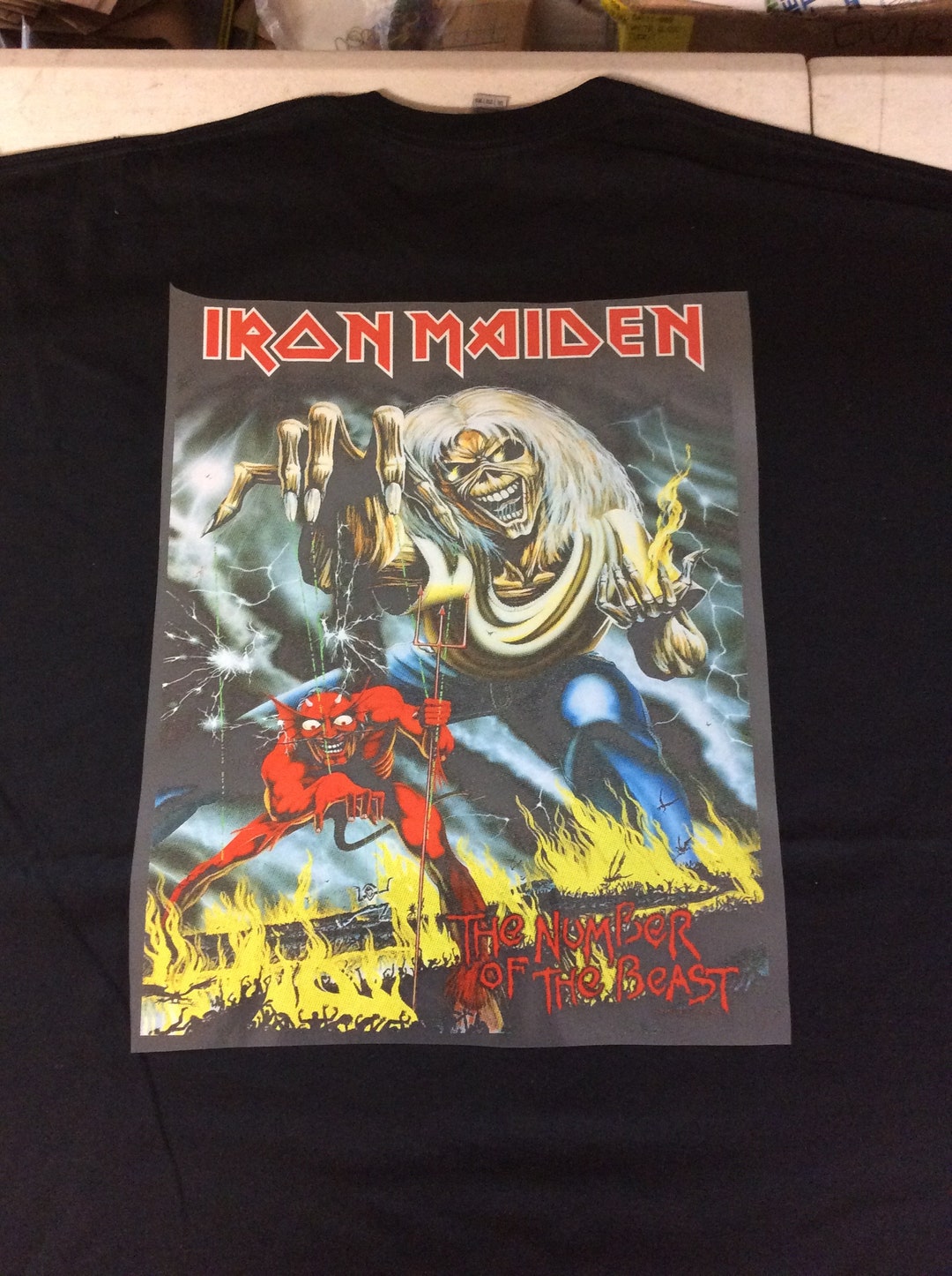 1 - DTF Halftone Iron Maiden Number of the Beast Big/tall Rock Band ...