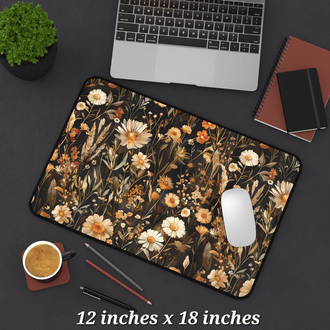 Floral Desk Mat, Flower Desk Pad, Botanical Mousepad, Nature-inspired ...