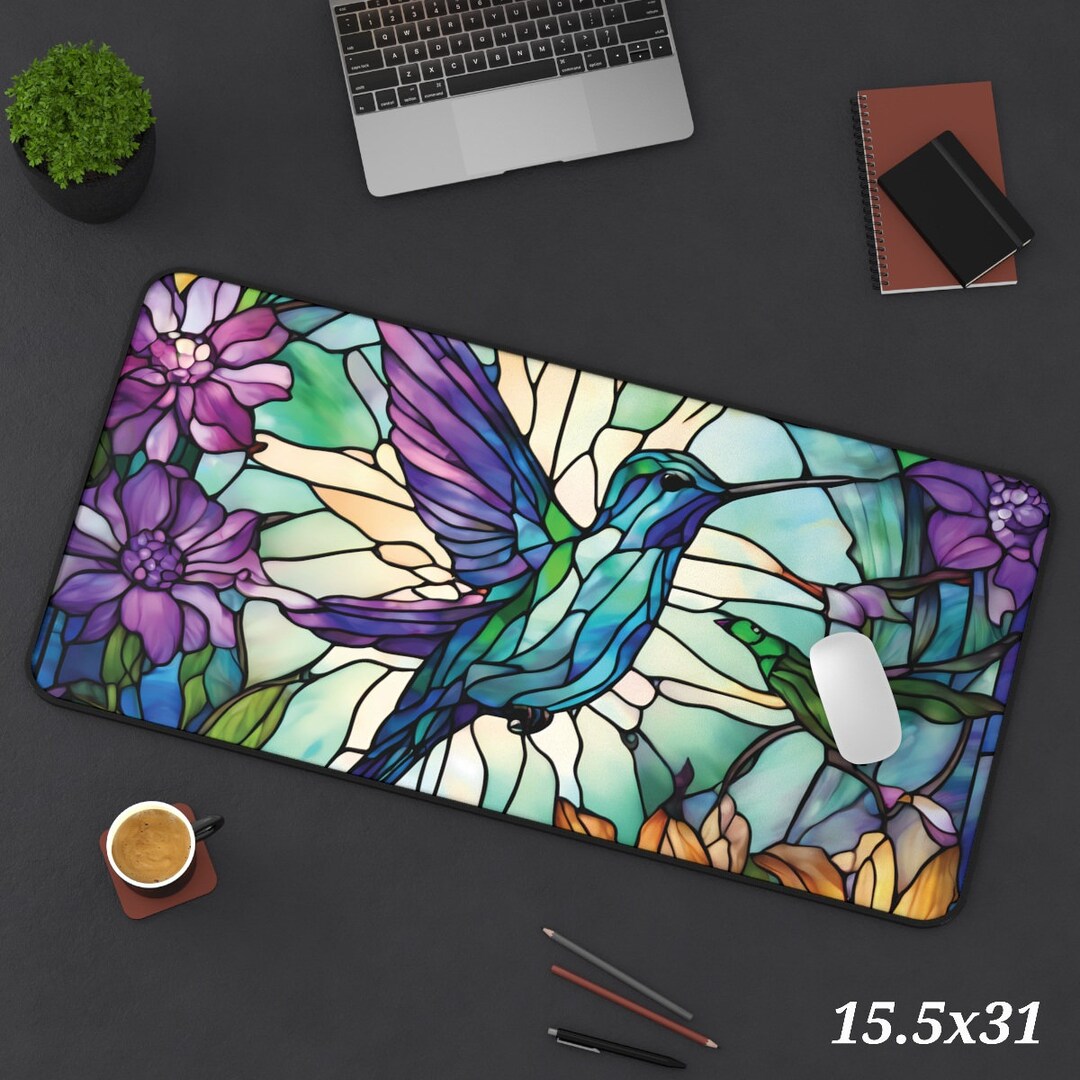 Stained Glass Hummingbird Office Desk Mat, Available in 3 Sizes - Etsy