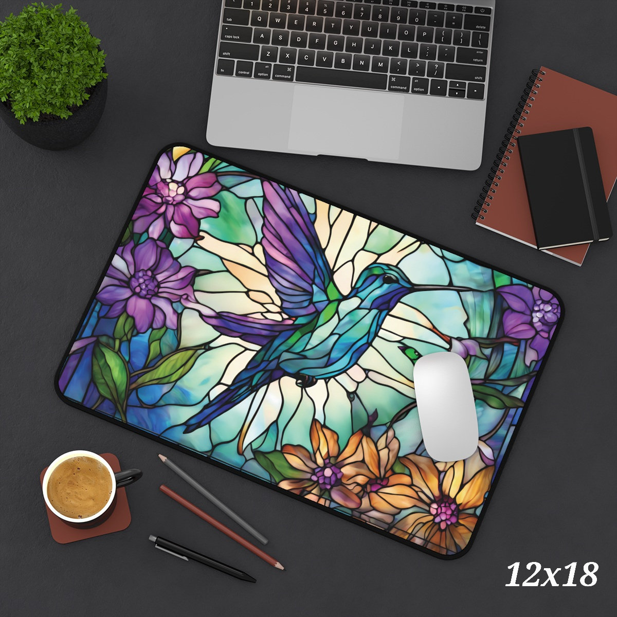 Stained Glass Hummingbird Office Desk Mat, Available in 3 Sizes - Etsy