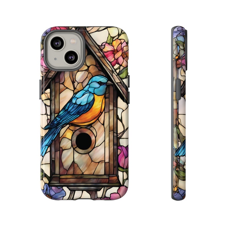 Stained Glass Bird and Birdhouse Tough Cell Phone Case, Fits Iphone ...