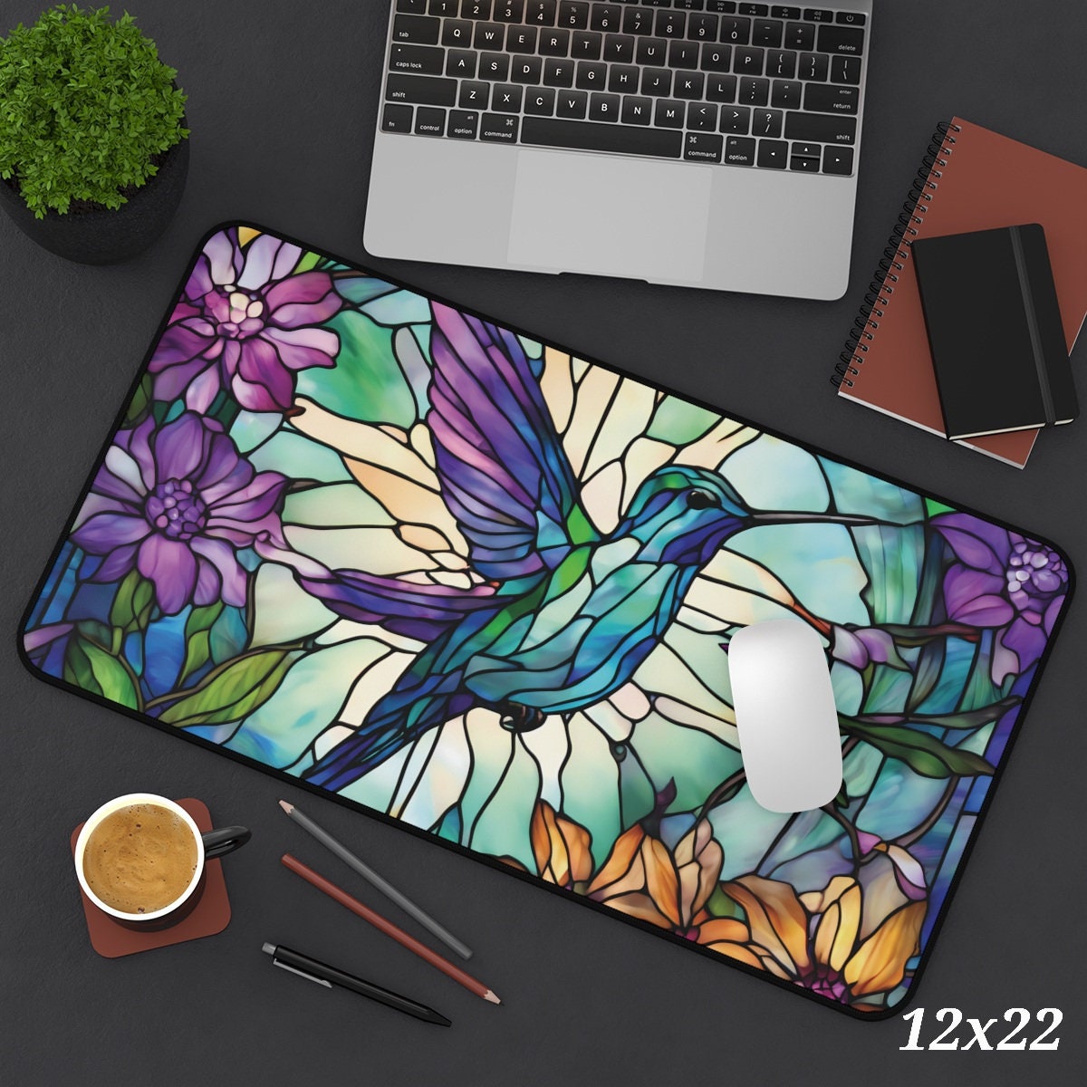 Stained Glass Hummingbird Office Desk Mat, Available in 3 Sizes - Etsy